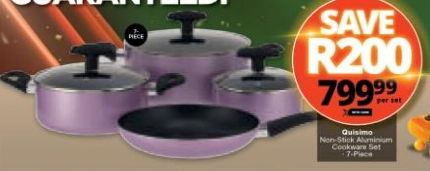 Quisimo Non-Stick Aluminium Cookware Set -7-Piece offer at Checkers