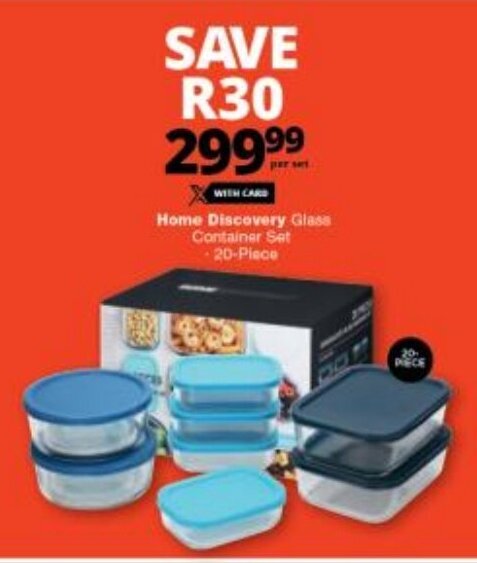 Home Discovery Glass Container Set 20-Piece offer at Checkers