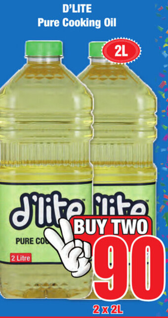 D'Lite Pure Cooking Oil 2x2L offer at Boxer Superstores