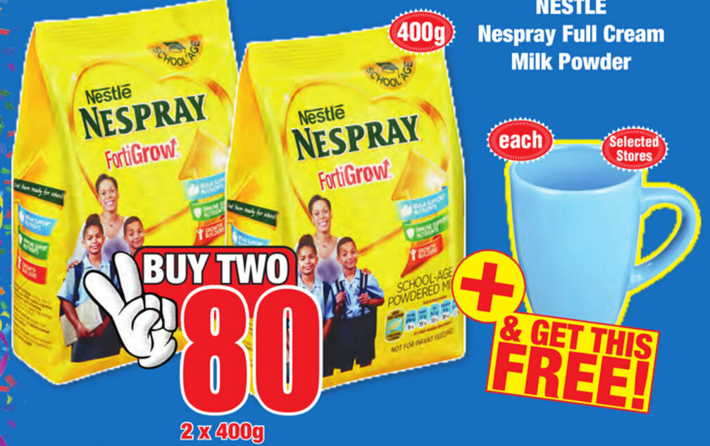 Nestlé Nespray Full Cream Milk Powder 2x400g offer at Boxer Superstores