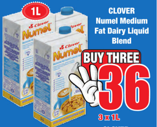 Clover Numel Medium Fat Dairy Liquid Blend 3x1L offer at Boxer Superstores