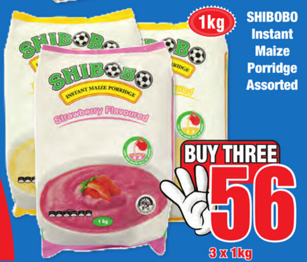 Shibobo Instant Maize Porridge Assorted 3x1kg offer at Boxer Superstores