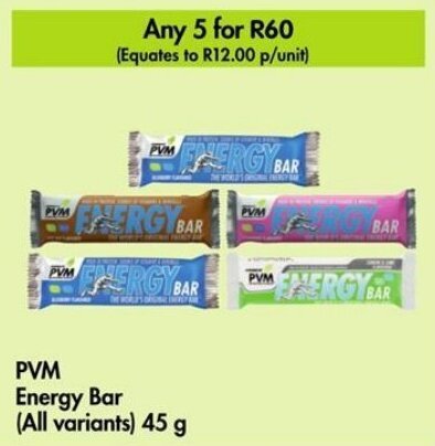 PVM Energy Bar (All variants) 45 g offer at Makro