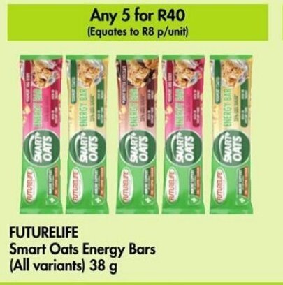 FUTURELIFE Smart Oats Energy Bars (All variants) 38 g offer at Makro
