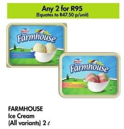 FARMHOUSE Ice Cream (All variants) 2L offer at Makro