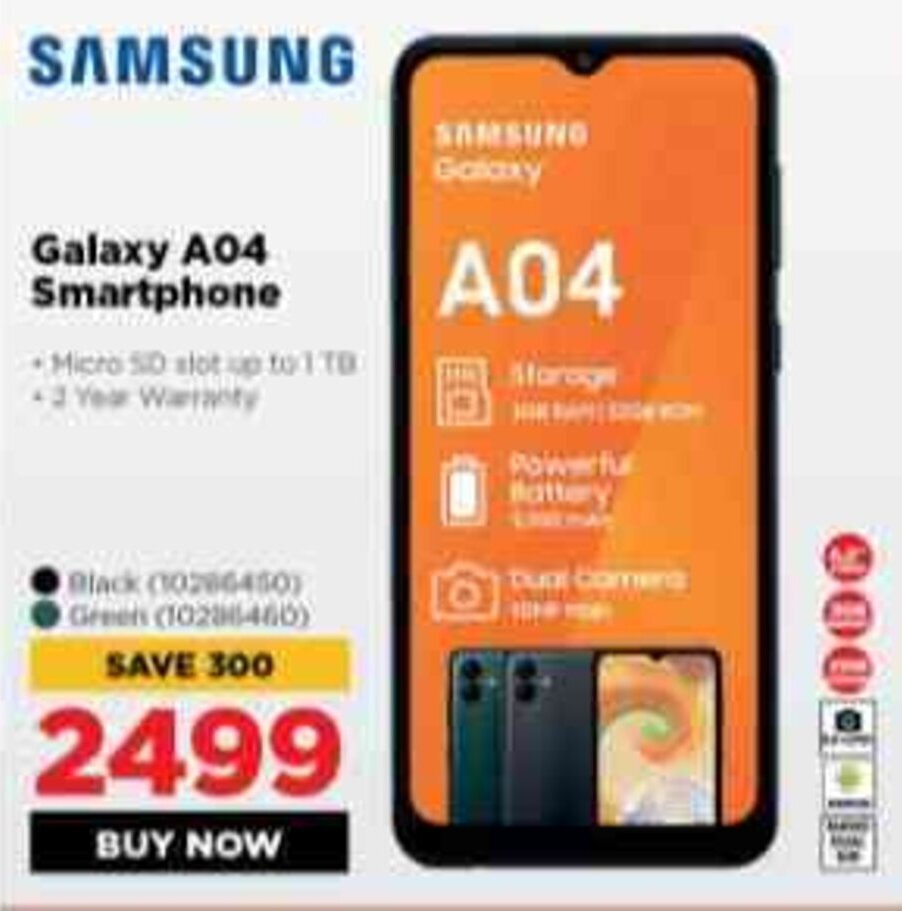 Samsung Galaxy A04 Smartphone Offer At Hifi Corp