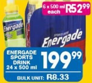 ENERGADE SPORTS DRINK 24 x 500 ml offer at Giant Hyper