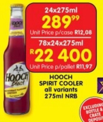 HOOCH SPIRIT COOLER all variants 275ml NRB offer at Shoprite