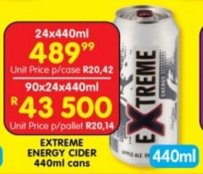 EXTREME ENERGY CIDER 440ml cans offer at Shoprite