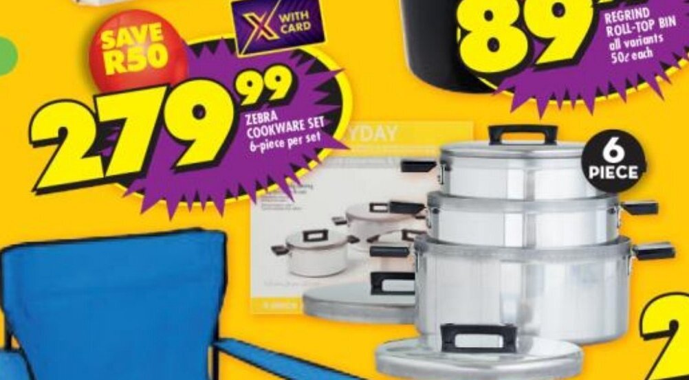 ZEBRA COOKWARE SET 6-piece per set offer at Shoprite