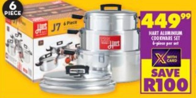 HART ALUMINIUM COOKWARE SET 6-piece per set offer at Shoprite
