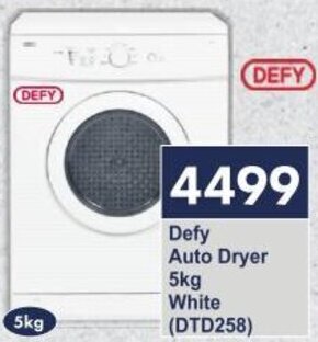 Defy Auto Dryer 5kg White (DTD258) offer at President Hyper