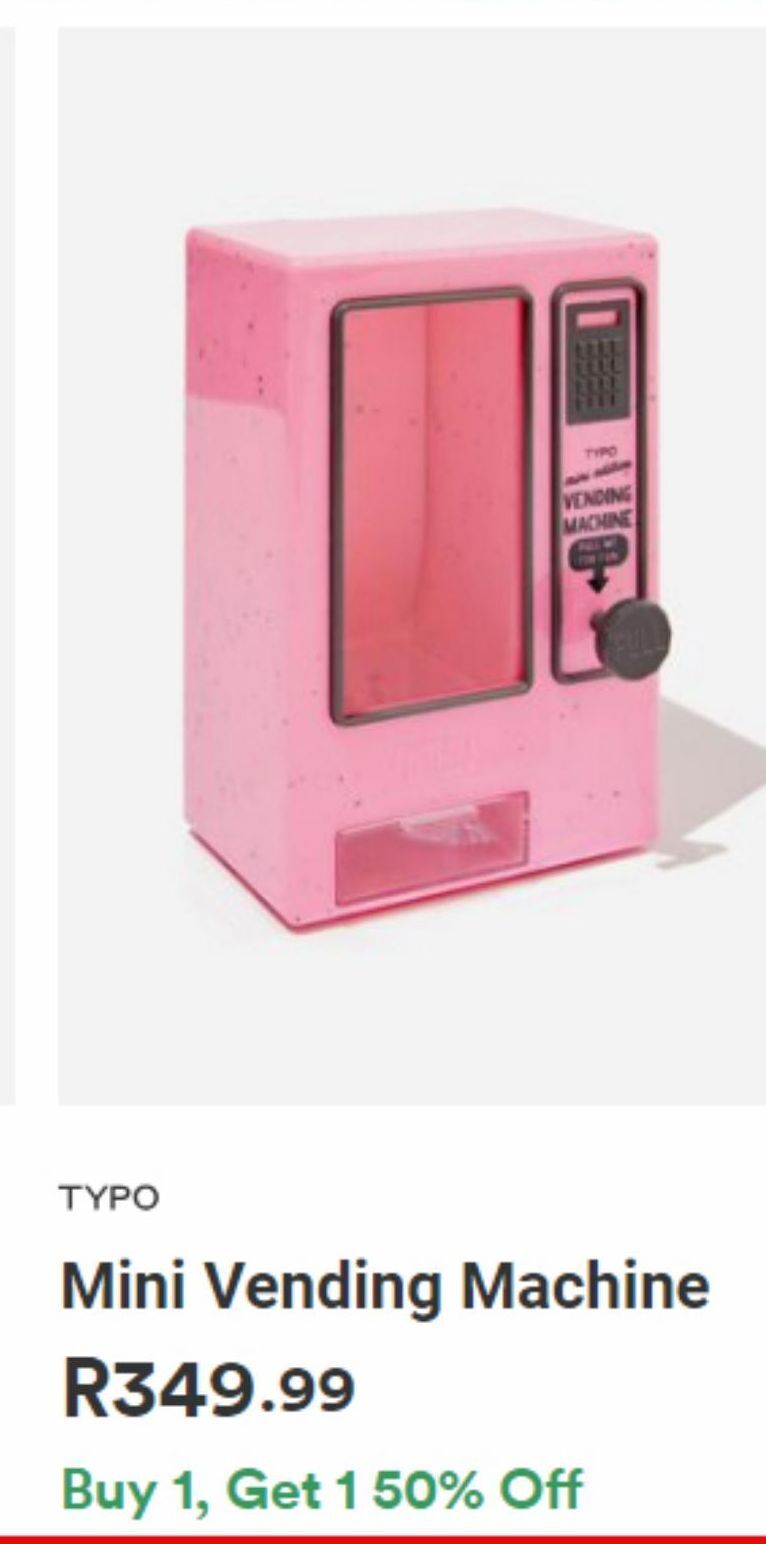 Mini vending machine offer at Typo