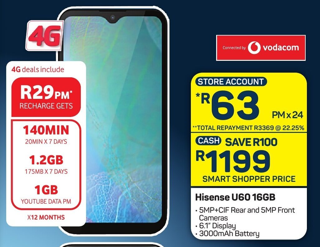 Hisense U60 16GB offer at Pick n Pay
