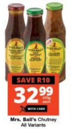 Mrs. Ball's Chutney All Variants offer at Checkers