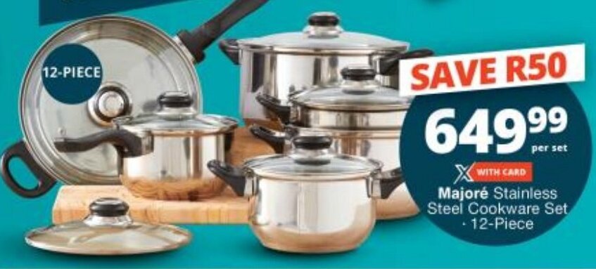 Majoré Stainless Steel Cookware Set • 12-Piece offer at Checkers