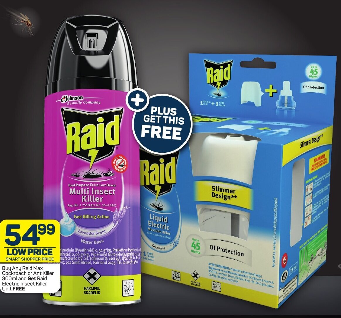 Buy Any Raid Max Cockroach or Ant Killer 300ml and Get Raid Electric ...