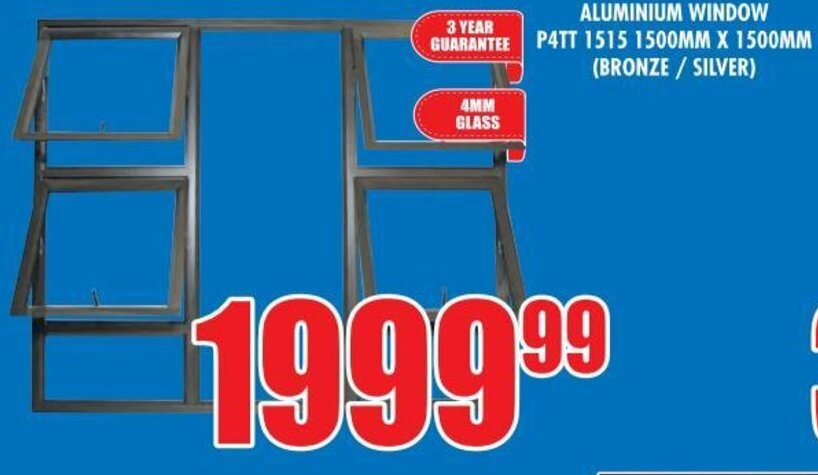 ALUMINIUM WINDOW P4TT 1515 1500MM X 1500MM (BRONZE/SILVER) offer at ...