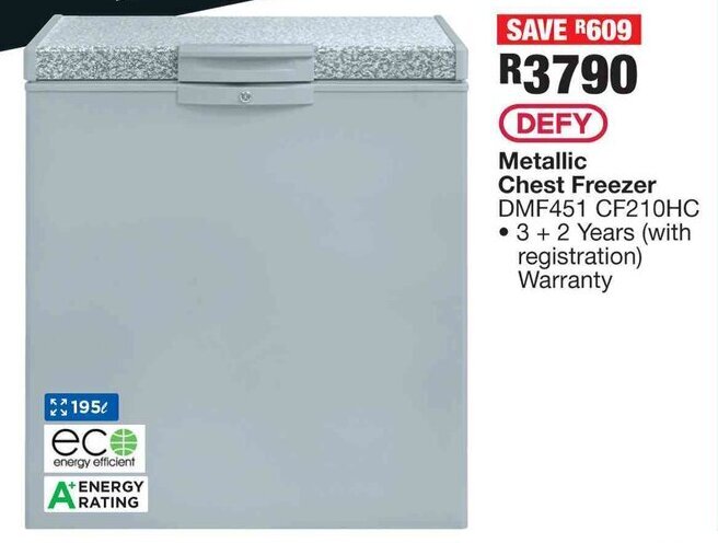 DEFY Metallic Chest Freezer offer at OK Furniture
