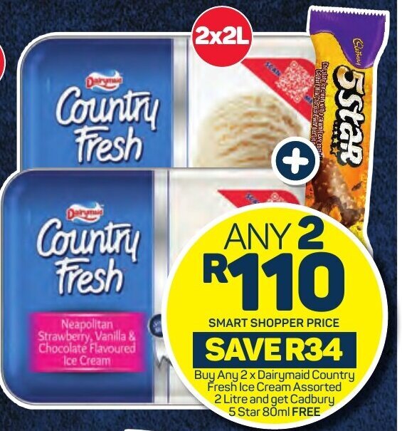 Buy Any 2 x Dairymaid Country Fresh Ice Cream Assorted 2 Litre and get ...