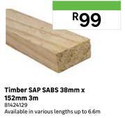 Timber sap sabs 38mm x 152mm x 3m 81424129 offer at Leroy Merlin