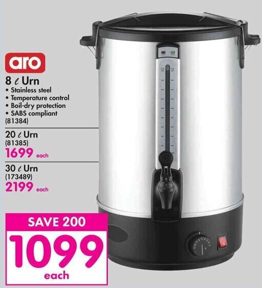 aro 8 L Urn offer at Makro
