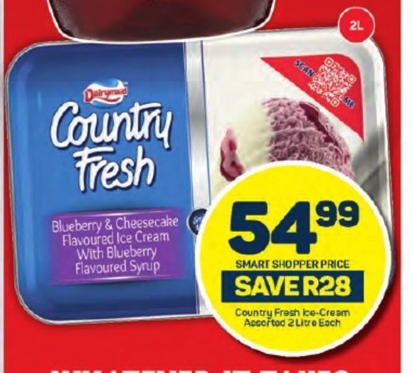 Country Fresh Ice-Cream Assorted 2 Liter Each offer at Pick n Pay
