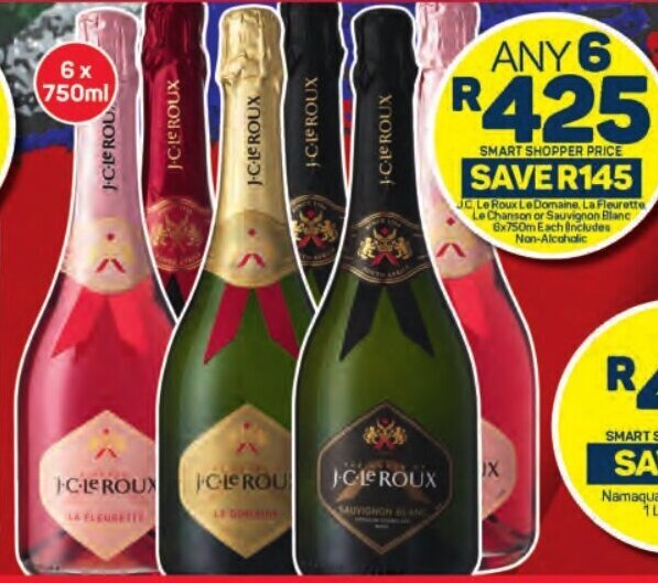 JC Le Roux Le Domaine, La Fleurette Le Chanson or Sauvignon Blanc ...