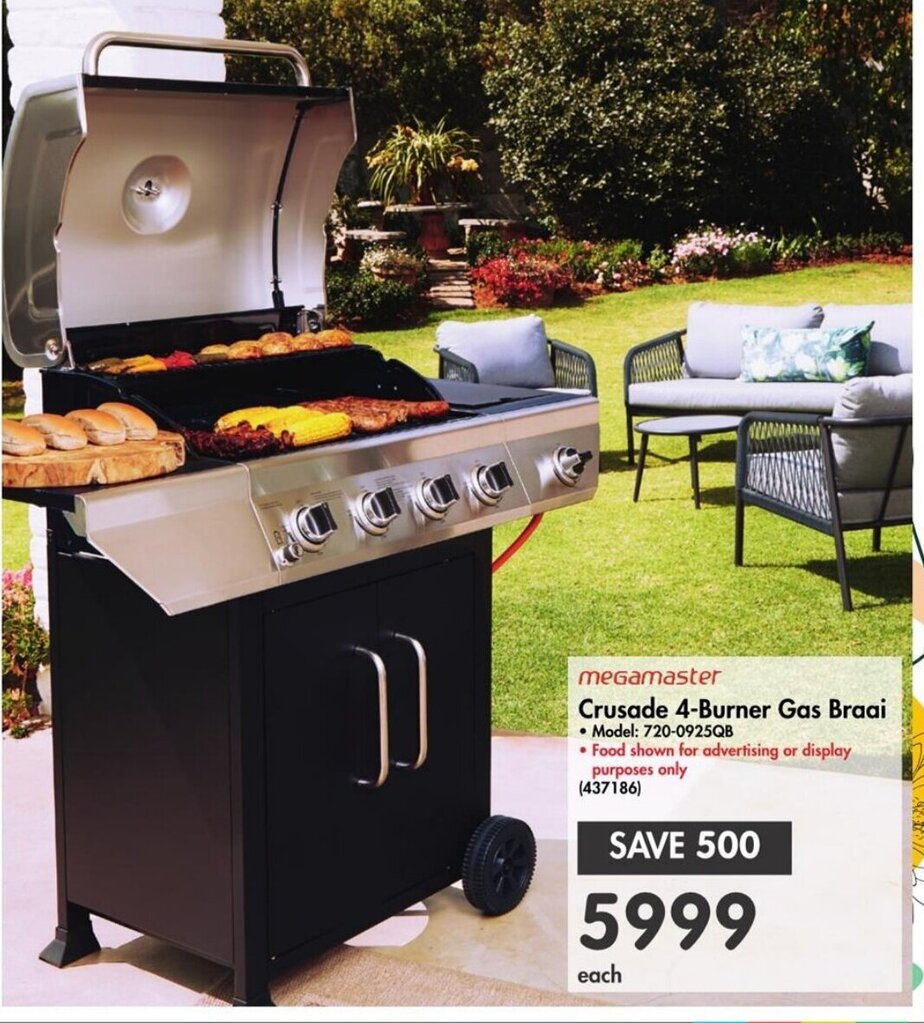 meGamaster Crusade 4-Burner Gas Braai offer at Makro