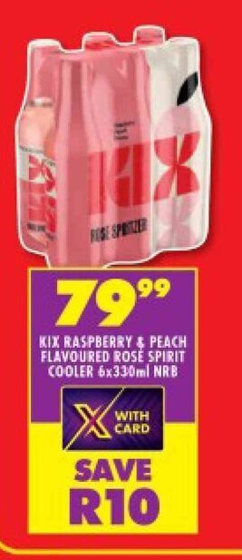 KIX RASPBERRY & PEACH FLAVOURED ROSE SPIRIT COOLER 6x330ml NRB offer at ...