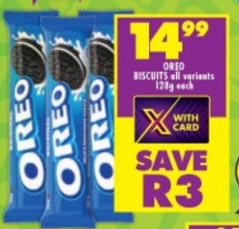 OREO BISCUITS all variants 128g each offer at Shoprite