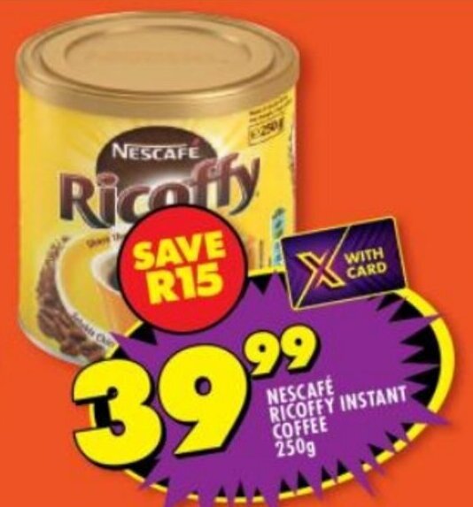NESCAFÉ RICOFFY INSTANT COFFEE 250g offer at Shoprite