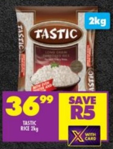 TASTIC RICE 2kg offer at Shoprite