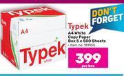Typek a4 white copy paper box (5 x 500 sheets)-per box offer at Game