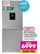 Defy 323l bottom freezer metallic fridge dac627 offer at Game