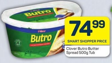 Clover Butro Butter Spread 500g Tub offer at Pick n Pay