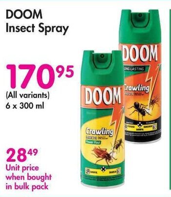 DOOM Insect Spray 6x300ml offer at Makro
