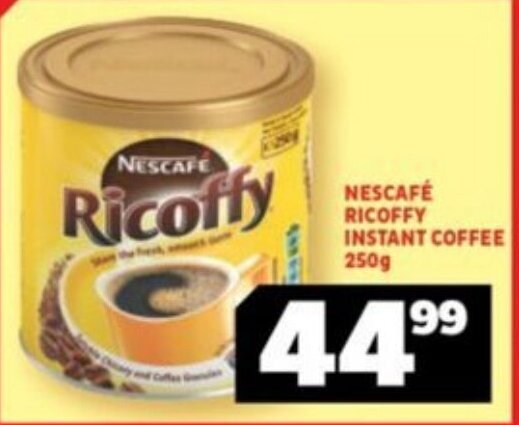 NESCAFÉ RICOFFY INSTANT COFFEE 250g offer at Usave