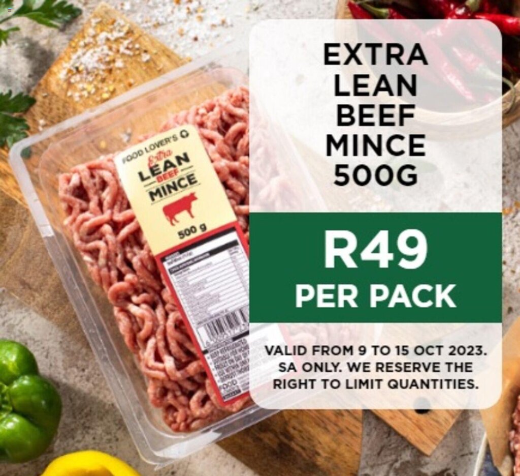 EXTRA LEAN BEEF MINCE 500G offer at Food Lover's Market