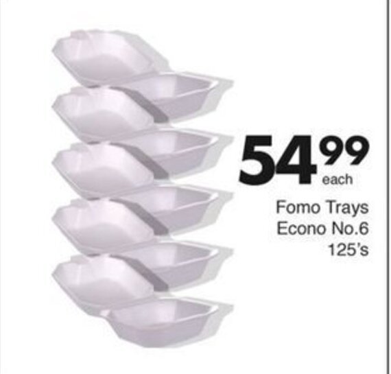 Fomo Trays Econo No.6 125's offer at Save Hyper