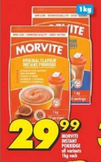 MORVITE INSTANT PORRIDGE all variants 1kg each offer at Shoprite