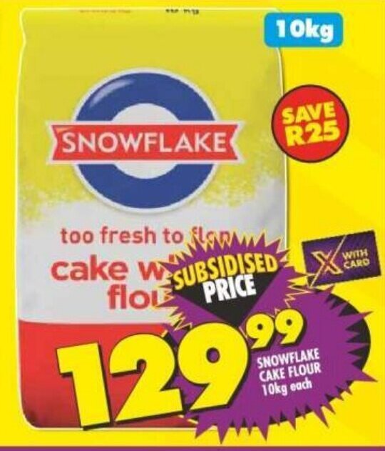 SNOWFLAKE CAKE FLOUR 10kg each offer at Shoprite