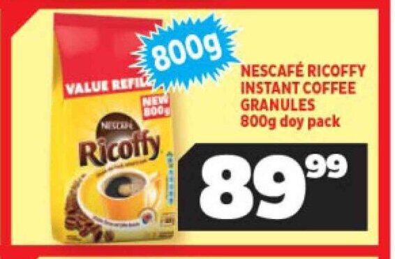 NESCAFÉ RICOFFY INSTANT COFFEE GRANULES 800g doy pack offer at Usave