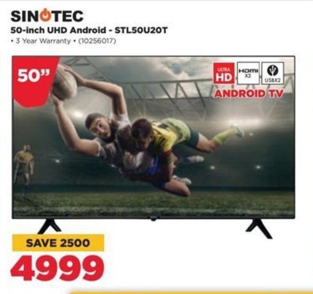 SINOTEC 50-inch UHD Android - STL50U20T offer at HiFi Corp