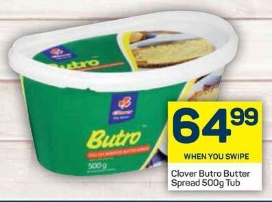 Clover Butro Butter Spread 500g Tub offer at Pick n Pay