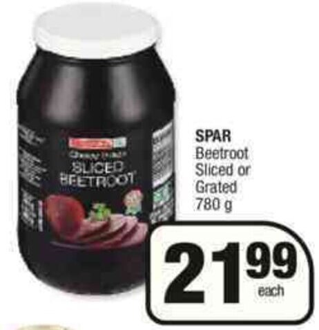 Spar Beetroot Sliced or Grated 780g offer at Spar