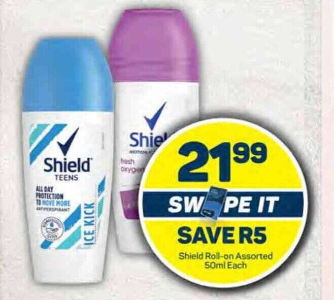 Shield Roll-on Assorted 50ml Each offer at Pick n Pay