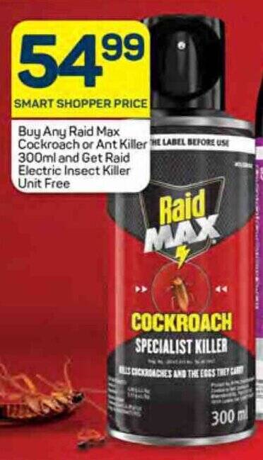 Buy Any Raid Max Cockroach or Ant Killer 300ml and Get Raid Electric ...