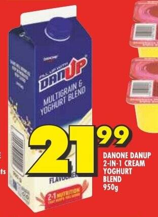 DANONE DANUP 2-IN-1 CREAM YOGHURT BLEND 950g offer at Shoprite
