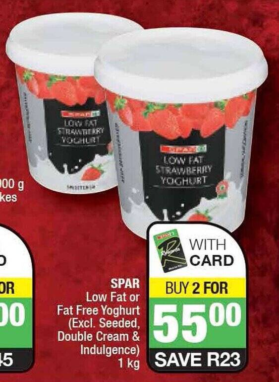 SPAR Low Fat or Fat Free Yoghurt (Excl. Seeded, Double Cream ...